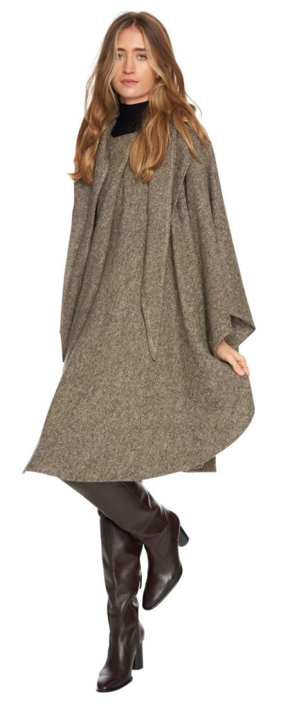Knee Length Cape in Donegal Tweed with Convertible Hood - A Little ...