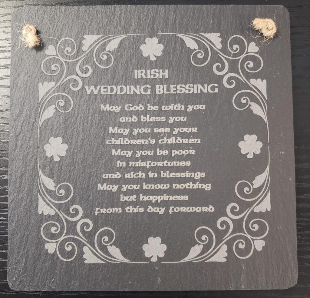 Natural Slate Square Plaque Irish Wedding Blessing - A Little Irish Too